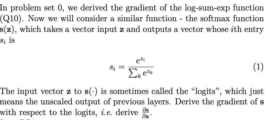 Solved In problem set 0, we derived the gradient of the | Chegg.com
