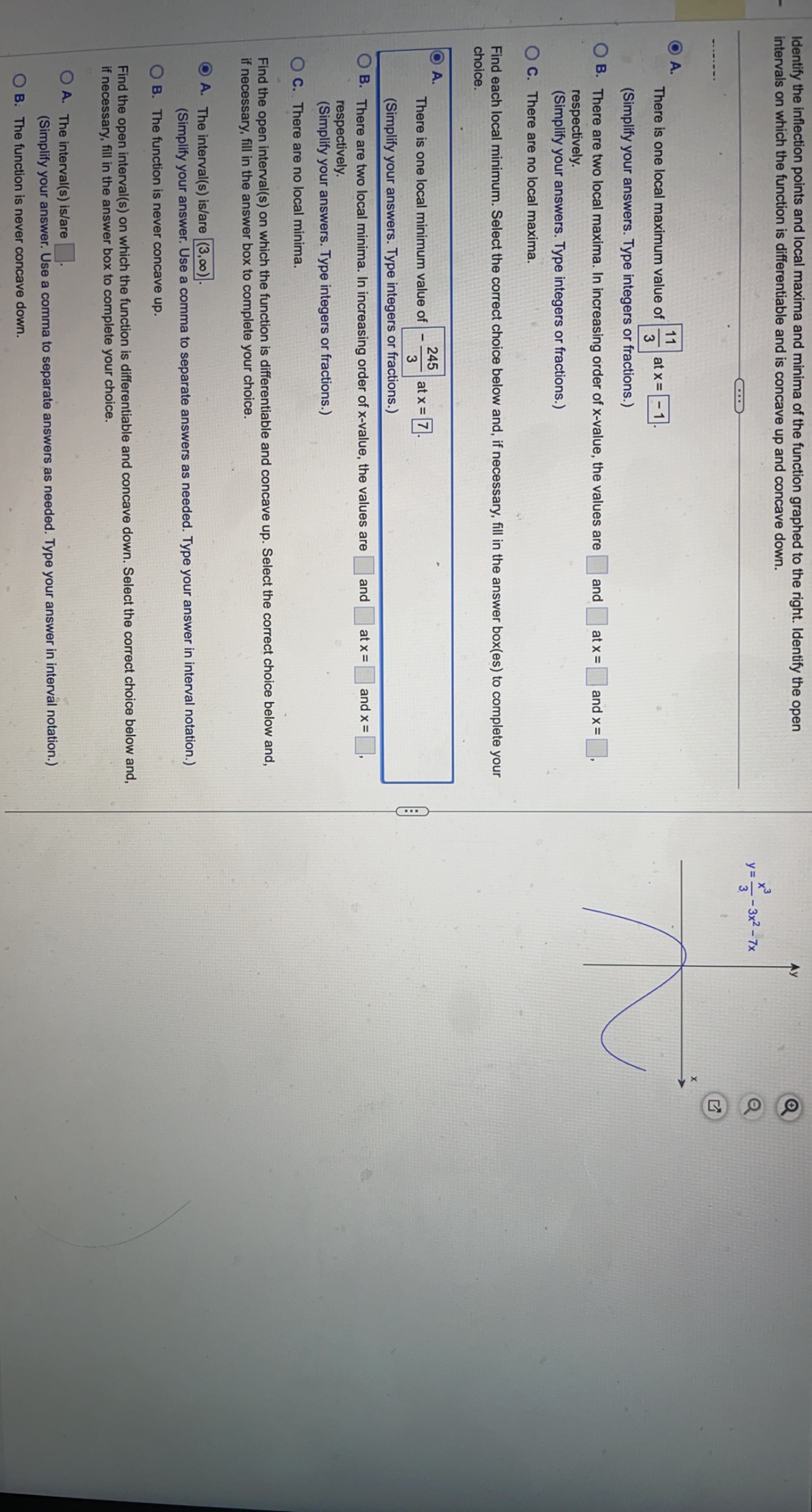 Solved Identify the inflection points and local maxima and | Chegg.com