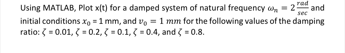 Solved Write Matlab Code Using Matlab Plot Xt ﻿for A