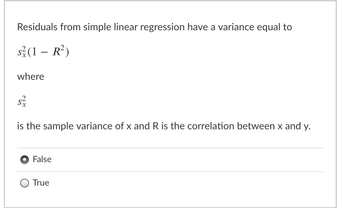 Solved Residuals from simple linear regression have a | Chegg.com