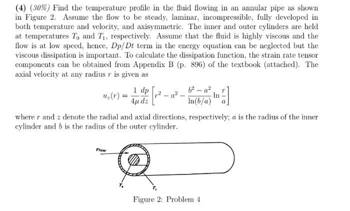 Solved (4) (30%) Find the temperature profile in the fluid | Chegg.com
