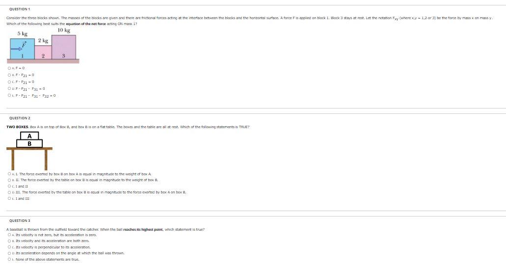 Solved QUESTION 1 Consider the three blocks shown. The | Chegg.com