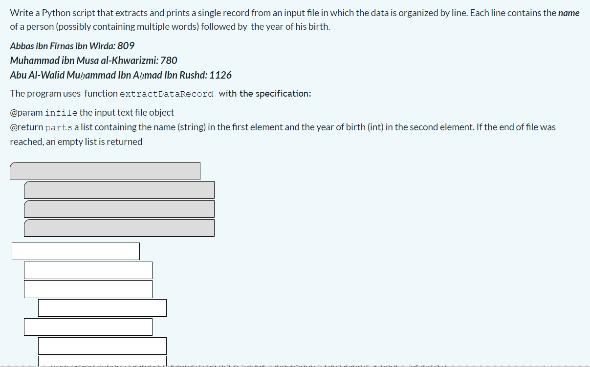 Solved Write a Python script that extracts and prints a | Chegg.com
