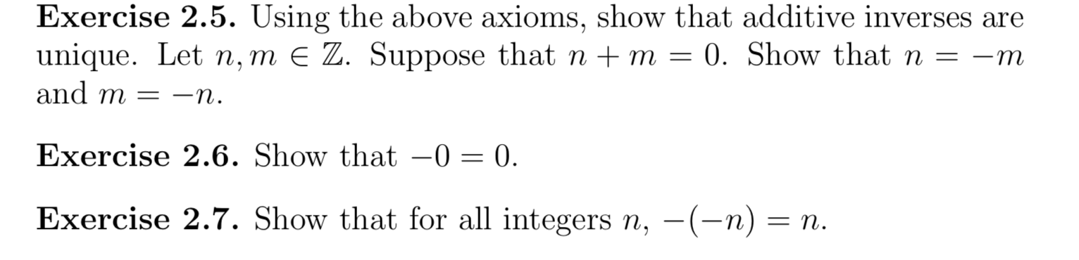 Solved 2.1. Axioms about addition. The integers form an | Chegg.com