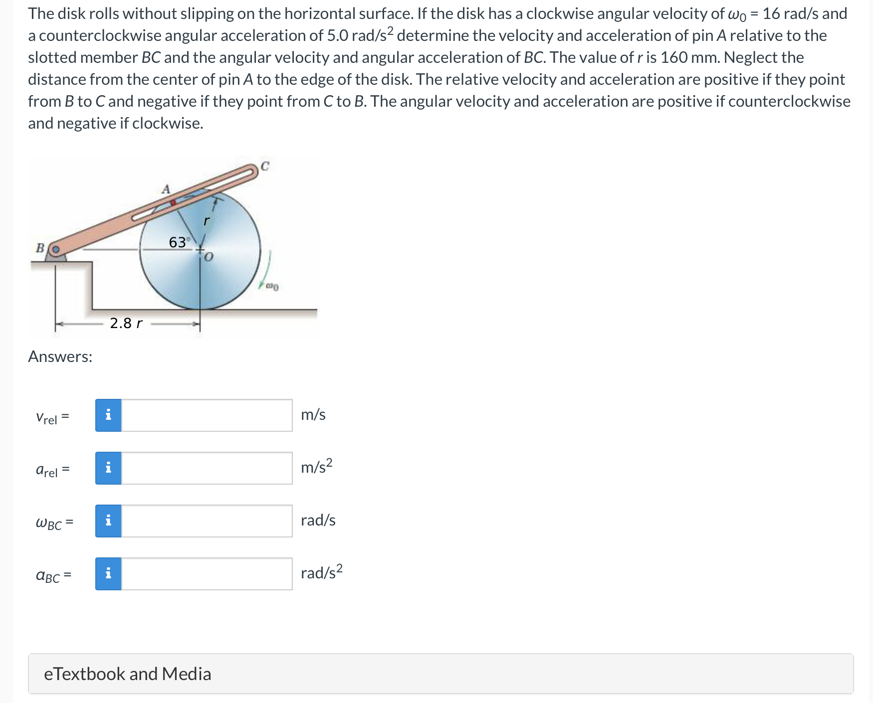 Solved The disk rolls without slipping on the horizontal | Chegg.com