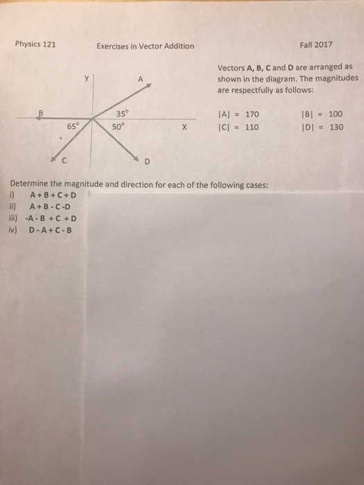 Solved Vectors A, B, C and D are arranged as shown in the | Chegg.com