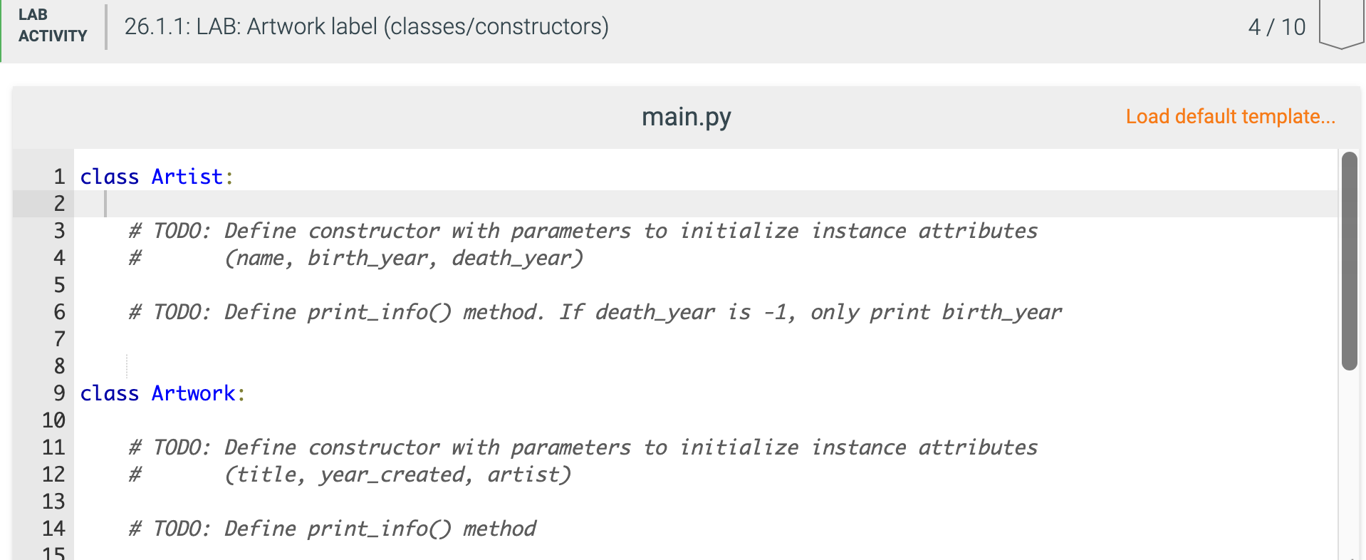 Solved Define The Artist Class With A Constructor To