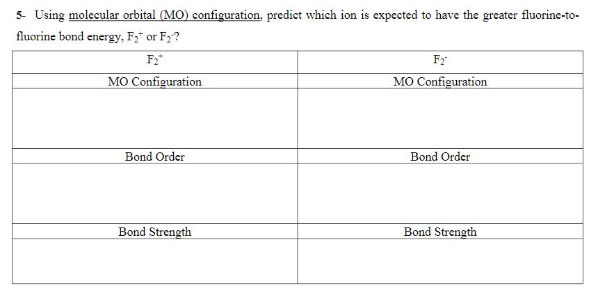 Solved 5- Using molecular orbital (MO) configuration, | Chegg.com