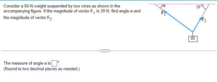 Solved Consider a 60−N weight suspended by two wires as | Chegg.com