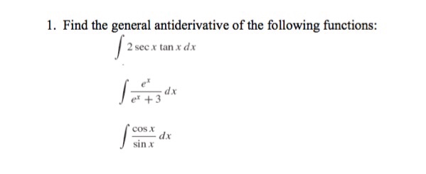 Solved 1. Find the general antiderivative of the following | Chegg.com