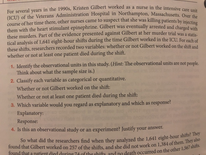 Solved For several years in the 1990s, Kristen Gilbert | Chegg.com