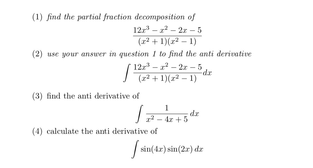 Solved 1) find the partial fraction decomposition of 123-2 - | Chegg.com