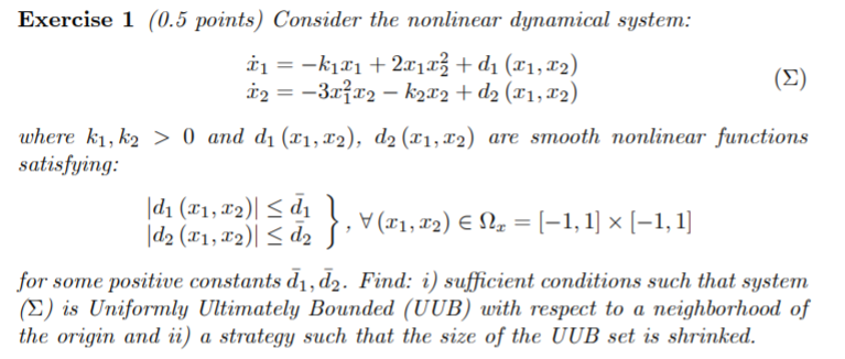 Solved Exercise 1 (0.5 points) Consider the nonlinear | Chegg.com