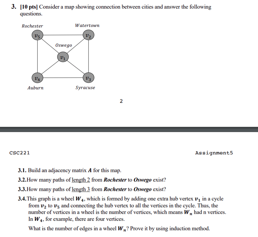 Solved 3. [10 pts] Consider a map showing connection between | Chegg.com