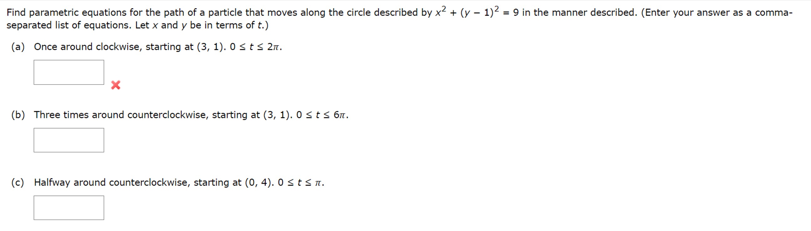 Solved Find parametric equations for the path of a particle | Chegg.com