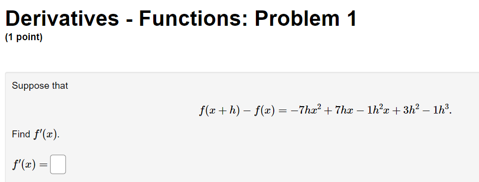 Solved Derivatives Functions Problem 1 1 Point Suppose