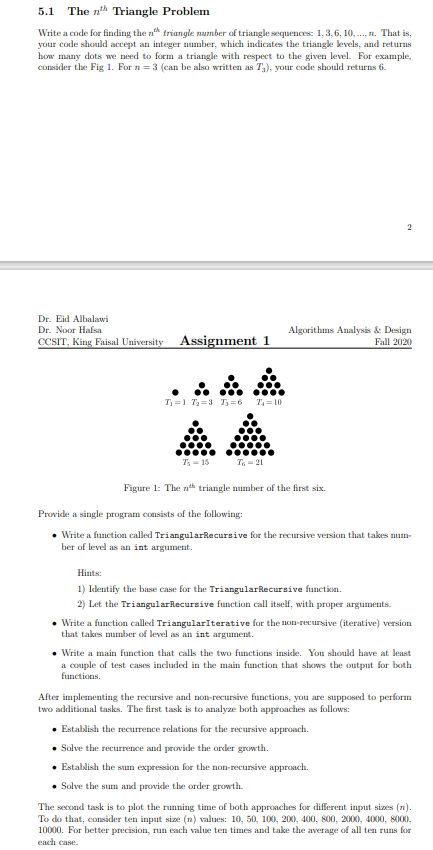 5.1 The nth Triangle Problem Write a code for finding | Chegg.com