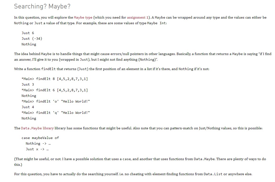 Solved In this question, you will explore the Maybe type | Chegg.com