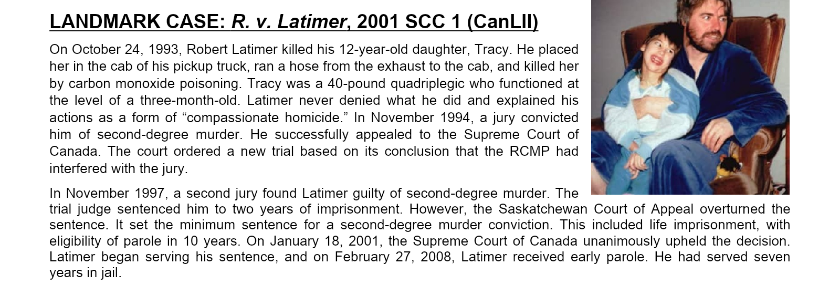 Solved CRIMINAL LAW: Canada and Euthanasia (Latimer case) | Chegg.com