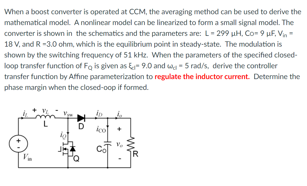When a boost converter is operated at CCM, the | Chegg.com