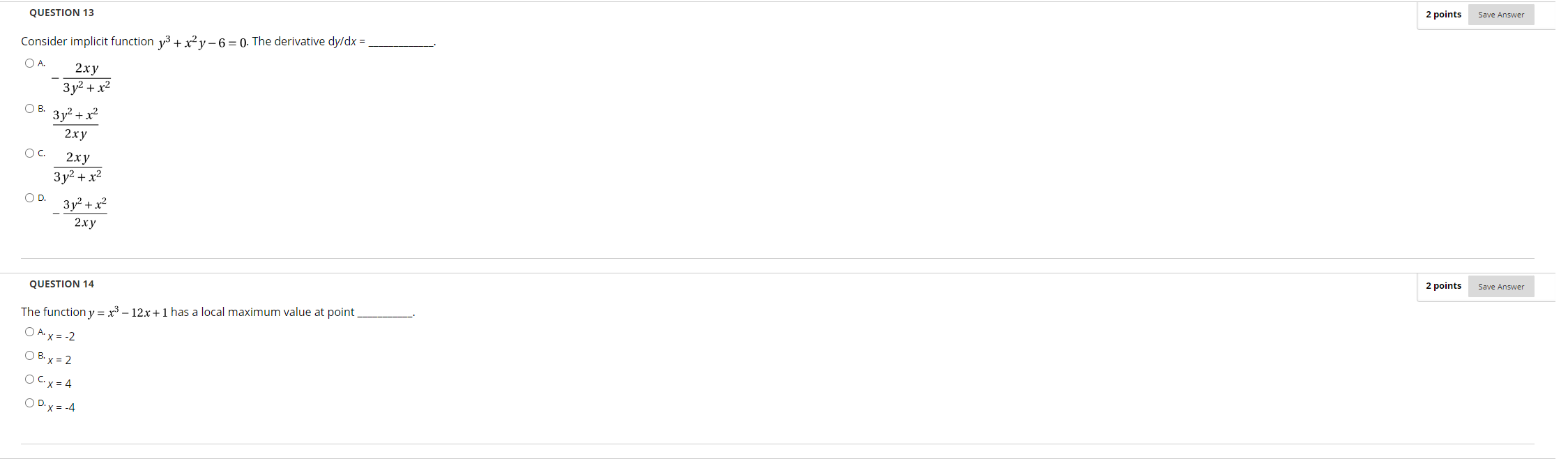Solved Consider implicit function y3+x2y−6=0. The derivative | Chegg.com
