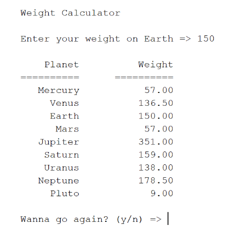 Solved Use enum to calculate a user's weight on other | Chegg.com