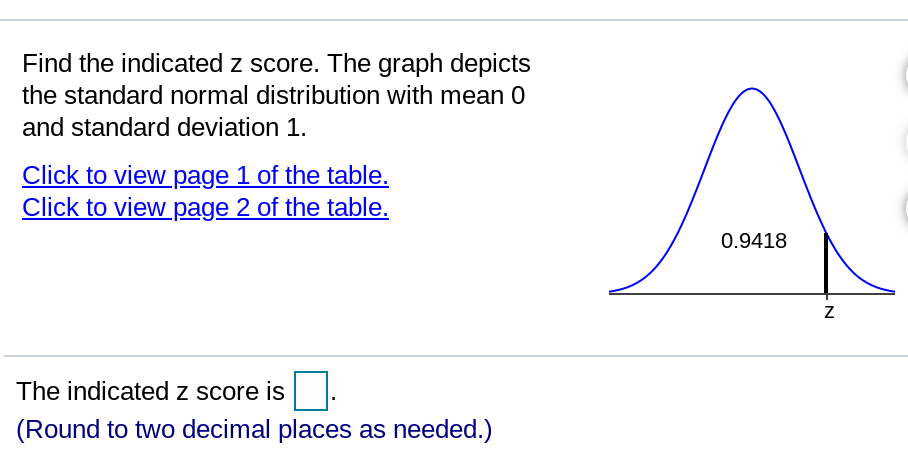 Solved Find the indicated z score. The graph depicts the | Chegg.com