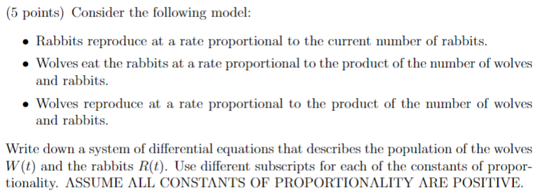 Solved (5 points) Consider the following model: - Rabbits | Chegg.com
