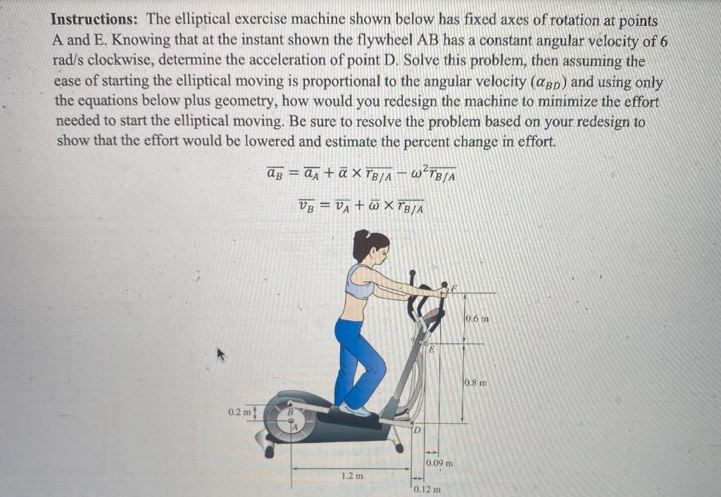 Solved Instructions: The elliptical exercise machine shown | Chegg.com