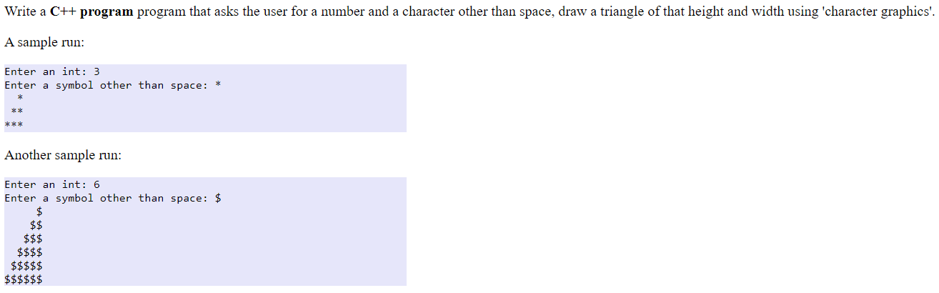 Solved Write a C++ program program that asks the user for a | Chegg.com