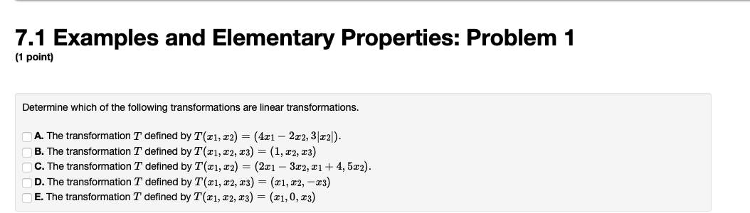 Solved 7.1 Examples and Elementary Properties: Problem 1 (1 | Chegg.com