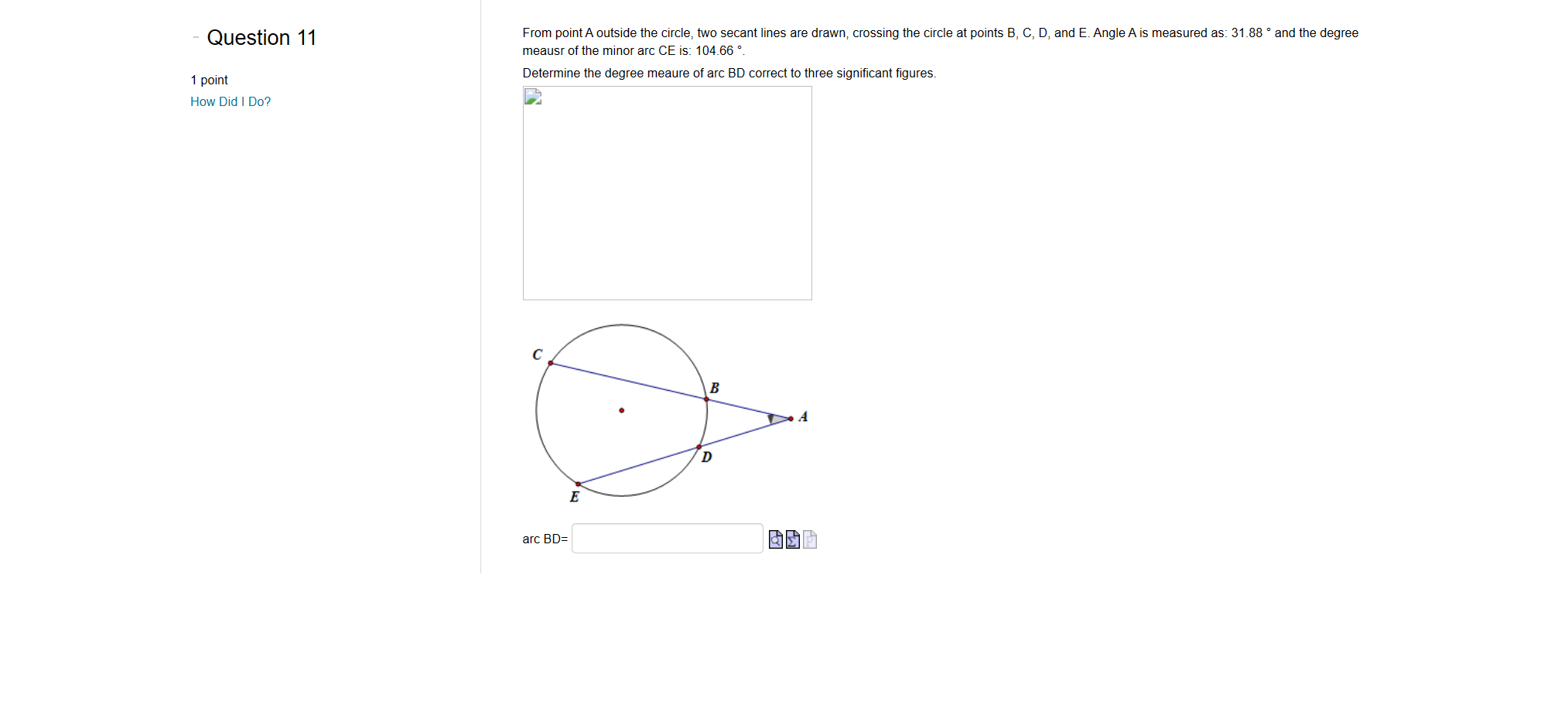 Solved From point A outside the circle, two secant lines are | Chegg.com