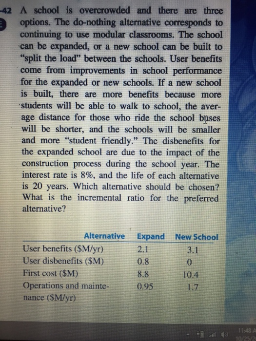 Solved 42 A school is overcrowded and there are three | Chegg.com