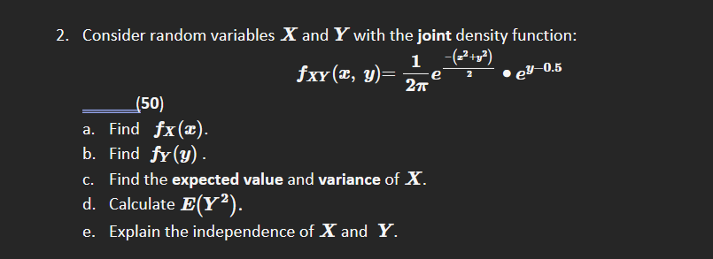 Solved Consider random variables x ﻿and Y ﻿with the joint | Chegg.com