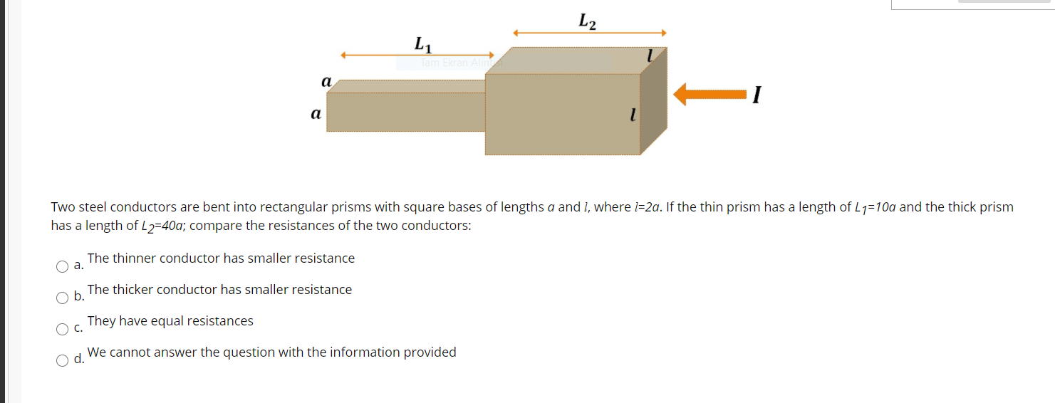 Solved L2 L1 Tam Ekran A a I a Two steel conductors are bent | Chegg.com