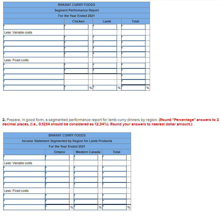 Solved Problem 12-11 Preparing Segment Performance Reports | Chegg.com
