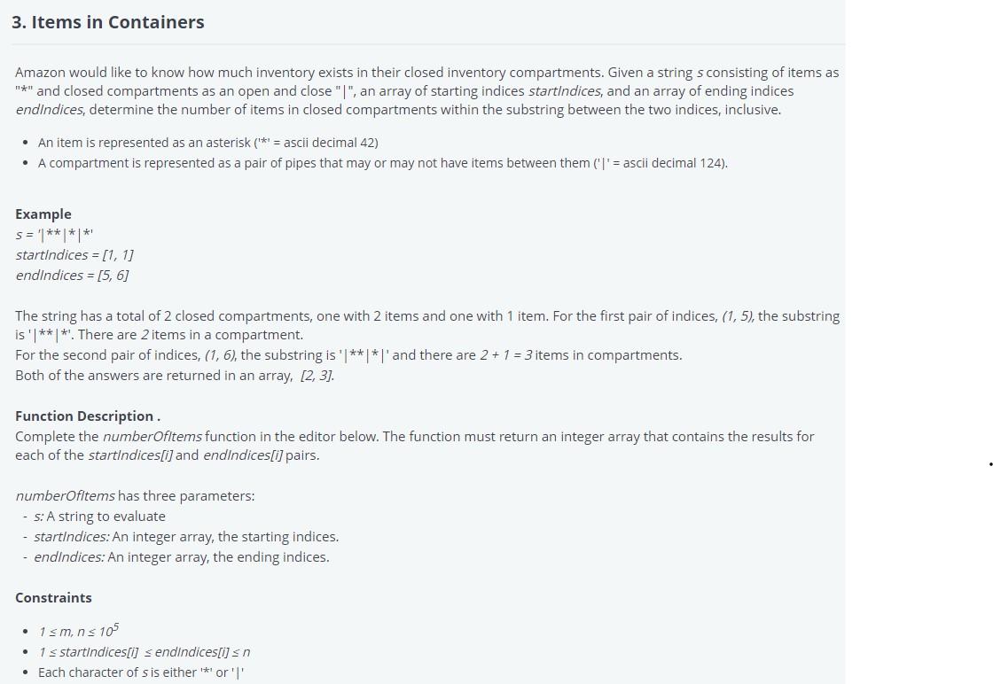 Solved 3. Items in Containers Amazon would like to know how | Chegg.com