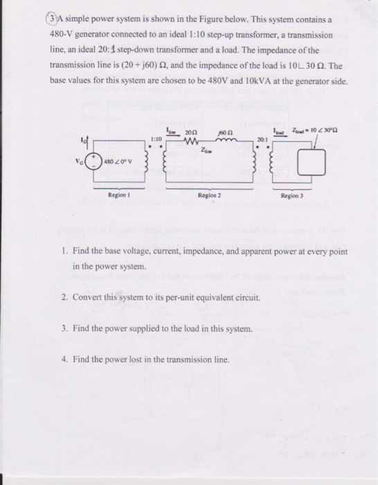 Solved A Simple Power System Is Shown In The Figure Below 
