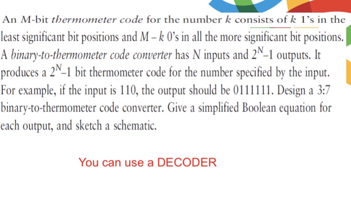 Solved An M Bit Thermometer Code For The Number K Consists