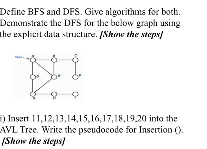 Solved Define BFS and DFS. Give algorithms for both. | Chegg.com Solved Define BFS and DFS. Give algorithms for both. | Chegg.com