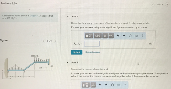 Solved Problem 6.69 5 of9 Consider the frame shown in | Chegg.com