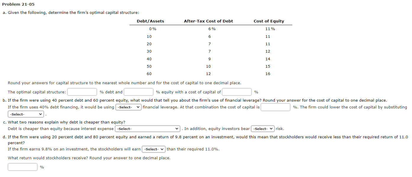 Solved Dropdowns: Since the firm is currently using () % | Chegg.com