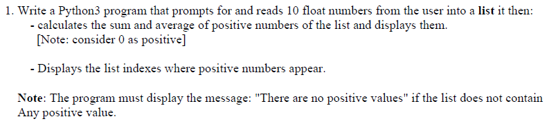 Solved 1. Write a Python3 program that prompts for and reads | Chegg.com