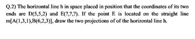 Solved Q.2) The horizontal line h in space placed in | Chegg.com