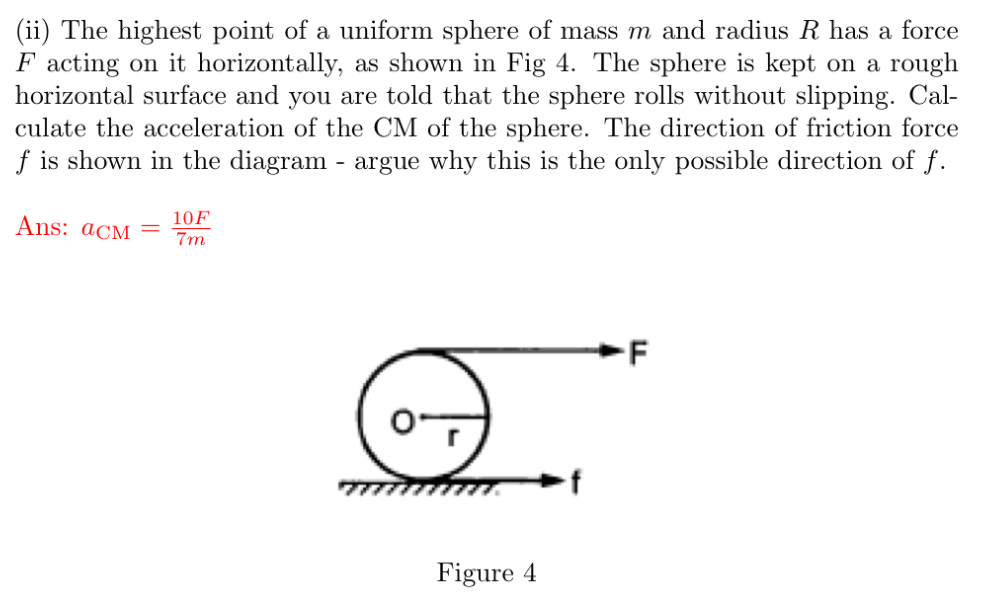 Solved (ii) The highest point of a uniform sphere of mass m | Chegg.com