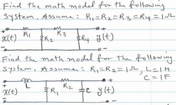 Solved system. Assume: R1=R2=R3=R4=1Ω Find the math model | Chegg.com