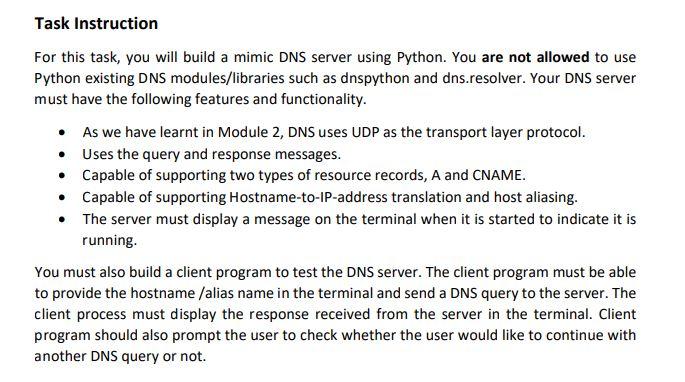Solved Task Instruction For this task, you will build a | Chegg.com