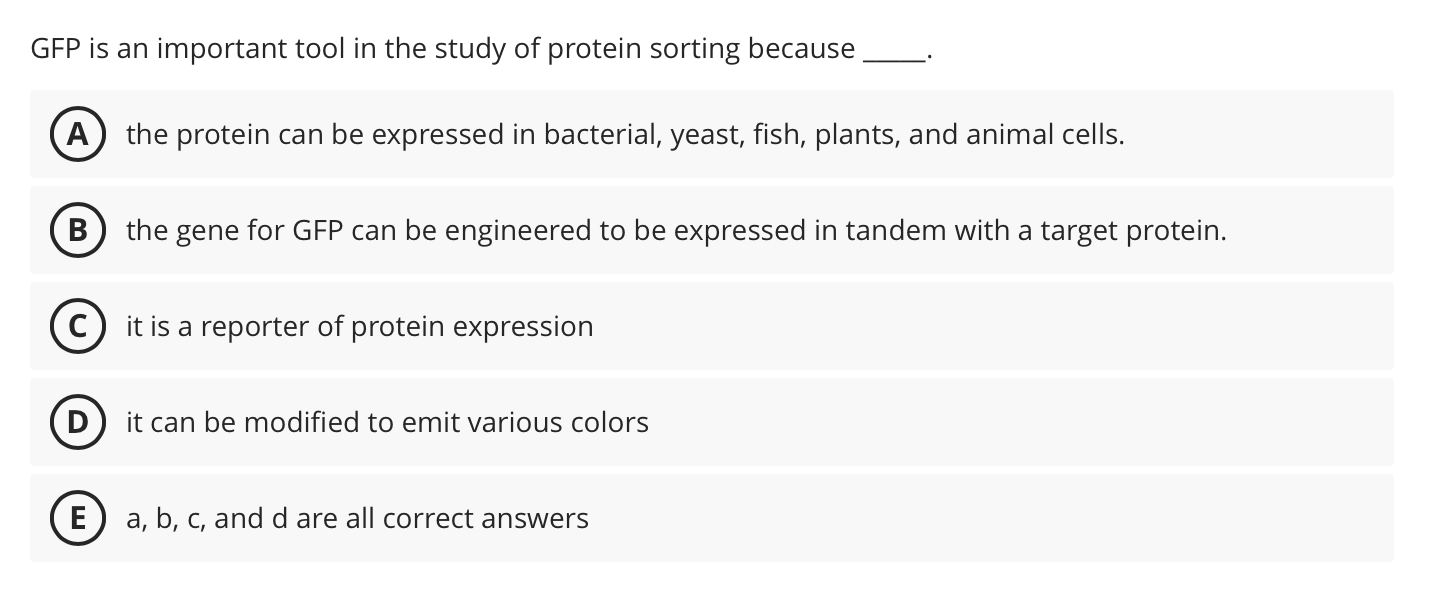 Solved GFP is an important tool in the study of protein | Chegg.com