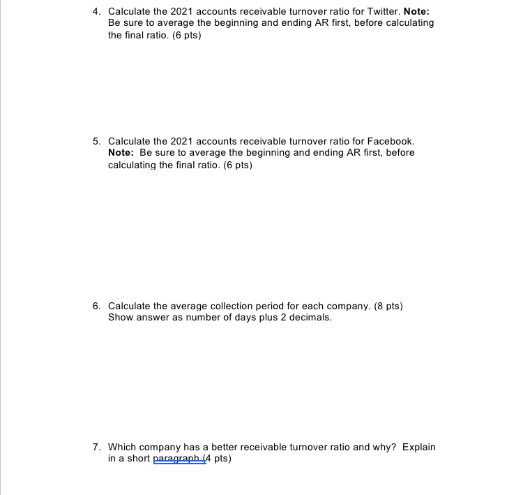 Solved 4. Calculate the 2021 accounts receivable turnover | Chegg.com