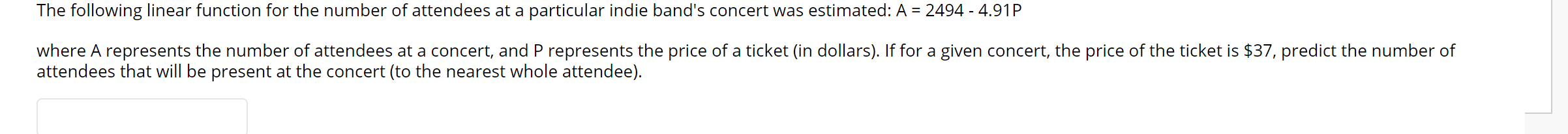 Solved The following linear function for the number of | Chegg.com